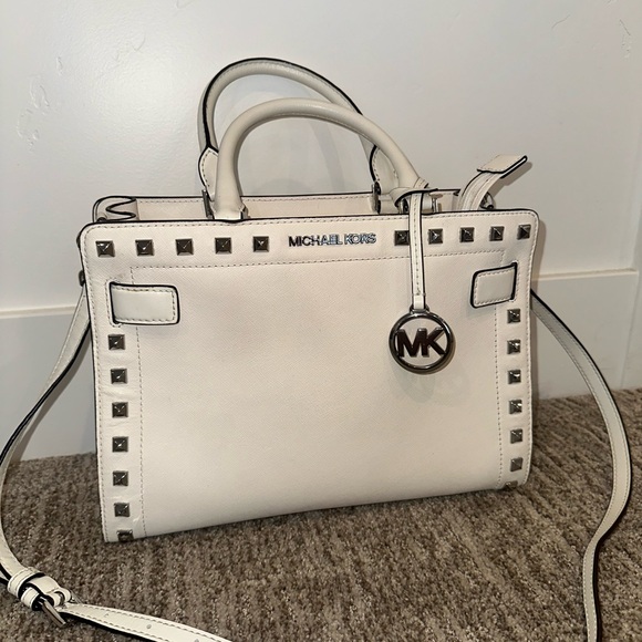 Michael Kors | Bags | Michael Kors White Studded Handbag Rayne Medium ...